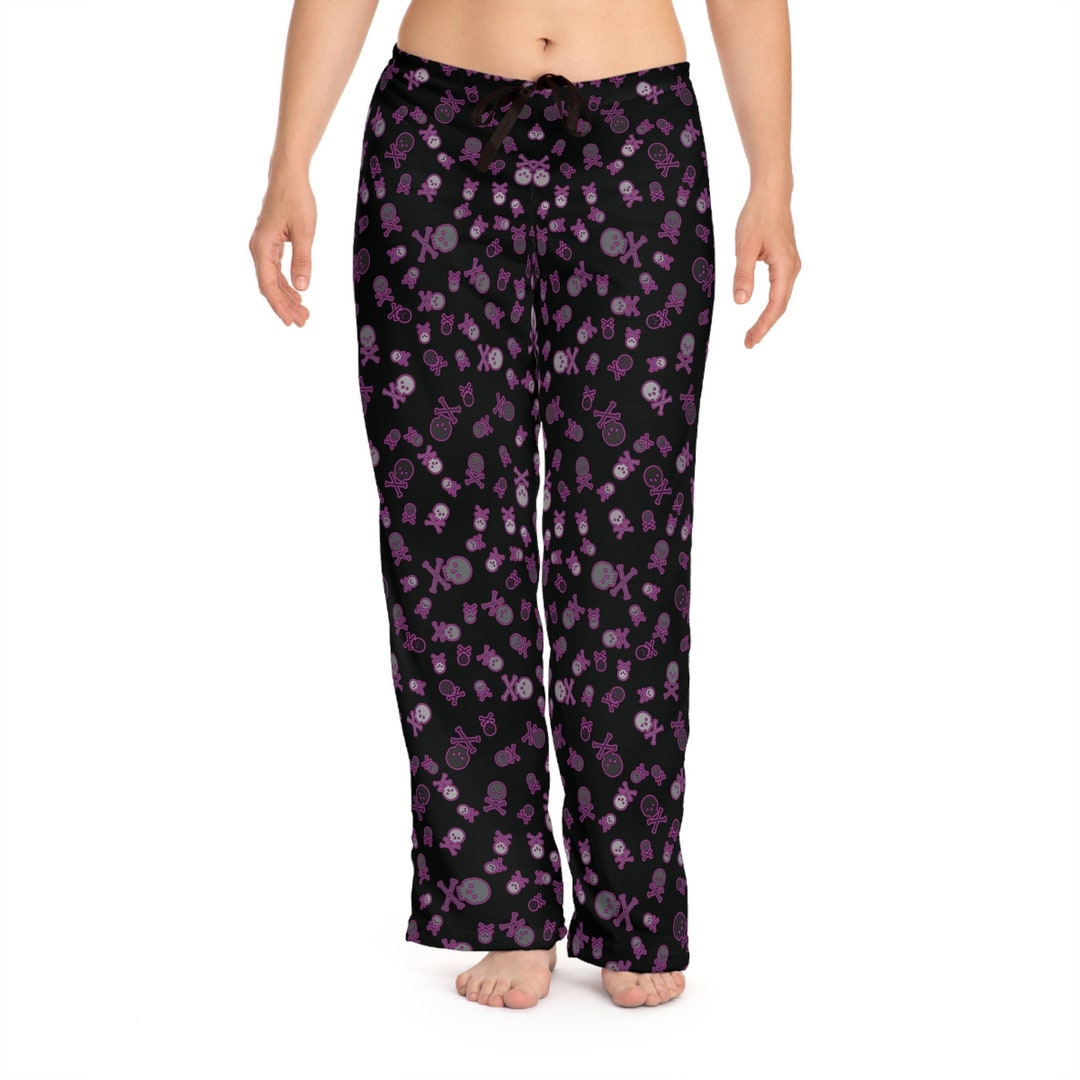 Skull and Crossbones Pattern Womens Pajama Pants Skull, Crossbones, Emo ...