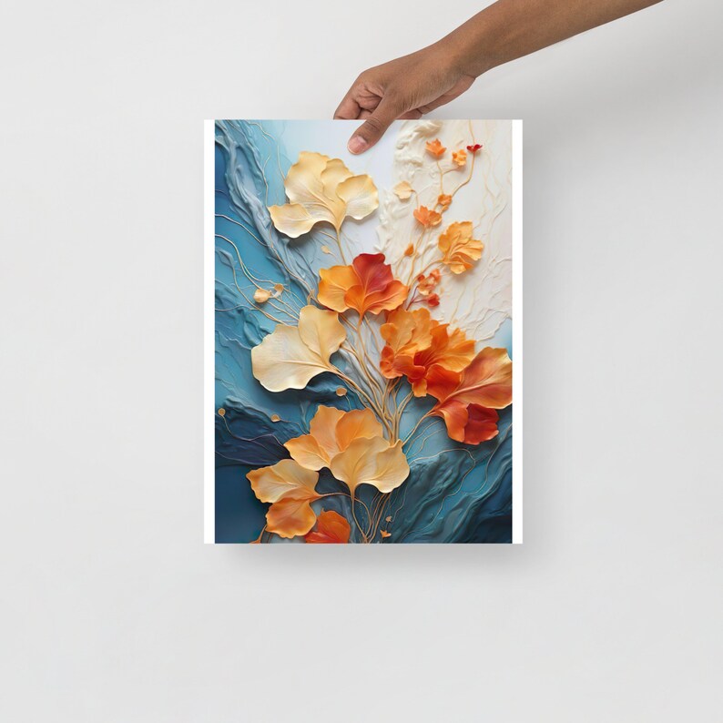 Sapphire Skies Rustic Leaves Poster - Etsy