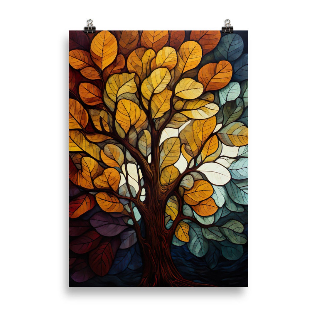 Autumn's Kaleidoscope Tree Art Poster - Etsy