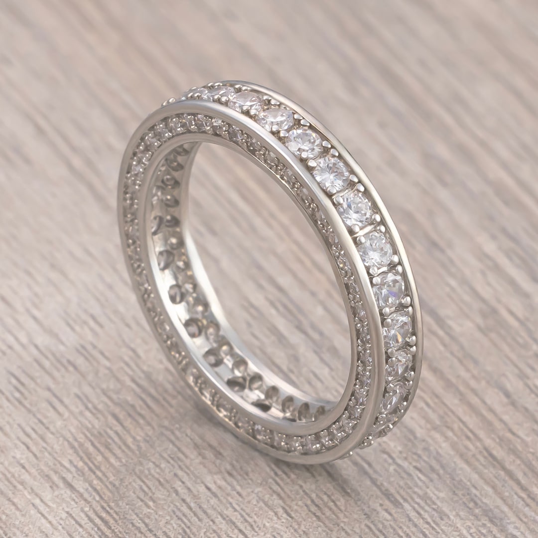 Silver Women's 925 Sterling Silver Eternity Ring, Wedding Band, All ...