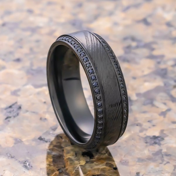 Titanium Damascus Ring - Etsy