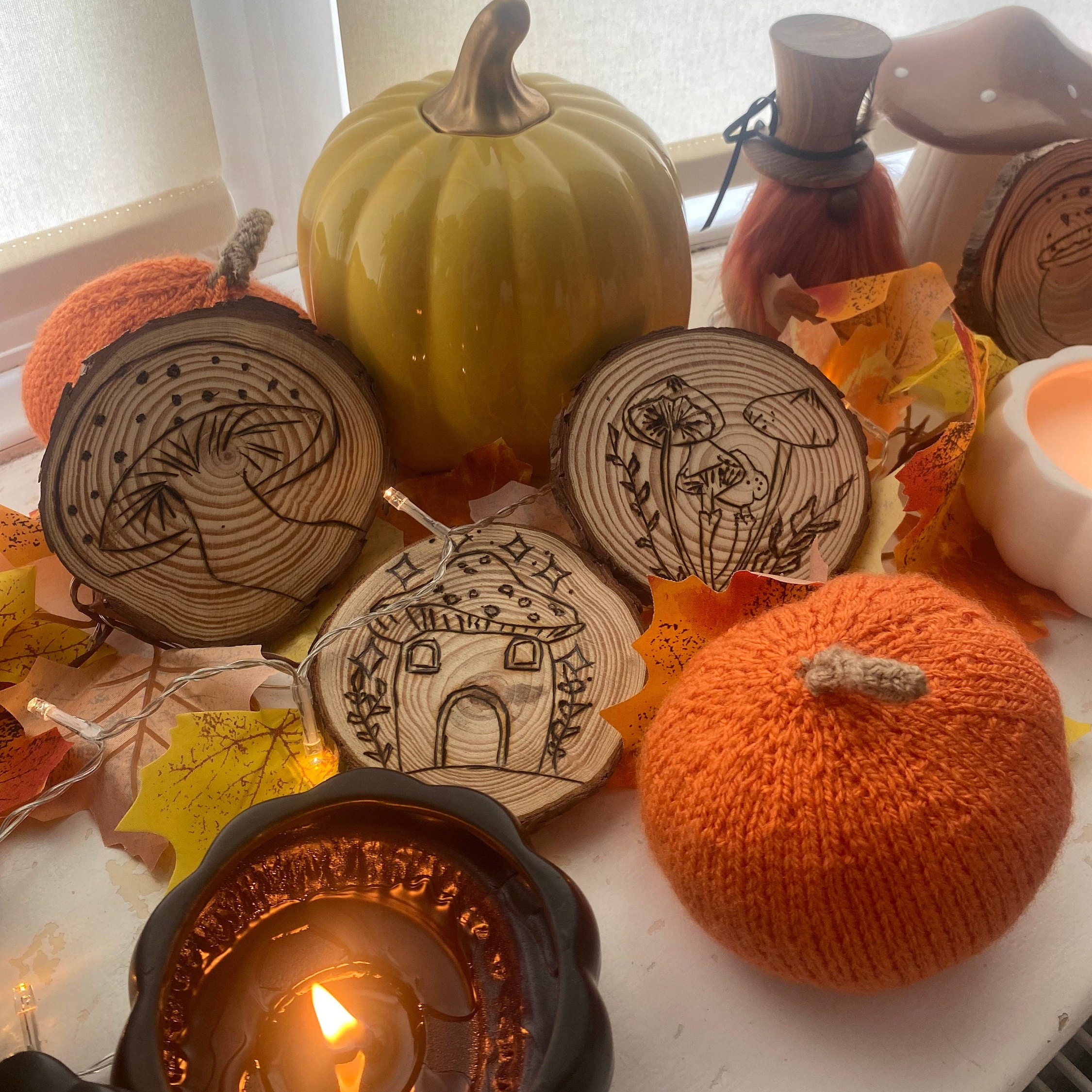 3 Set Woodlands Range, Handmade Woodburning Autumn Coasters - Etsy