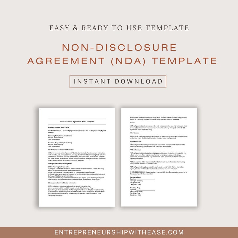 NDA Template Instant Download – Confidentiality Agreement for ...