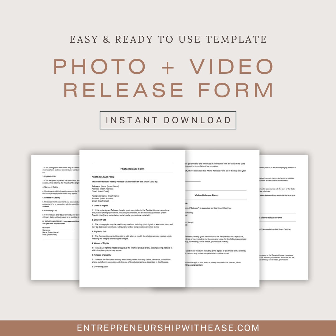 Photo and Video Release Form Template - Editable Docx and PDF Formats ...