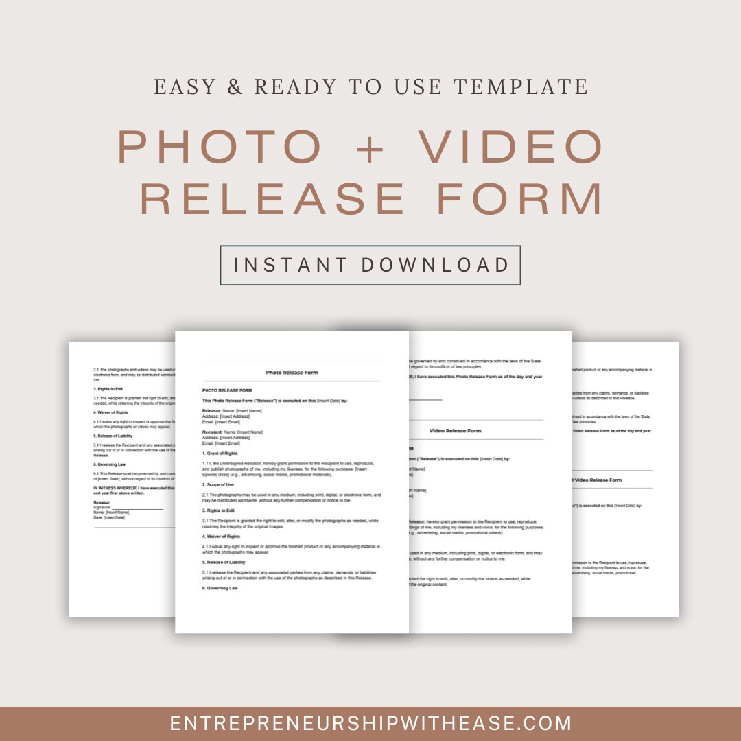 Photo and Video Release Form Template - Editable Docx and PDF Formats ...