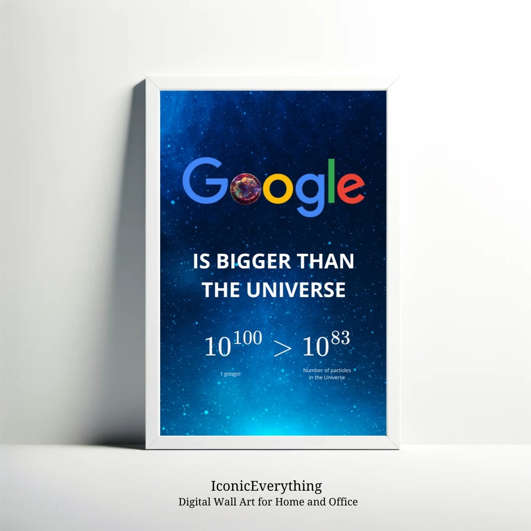 Google is Bigger Than the Universe, Digital Wall Art, Scientific Poster ...