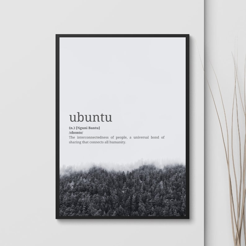 Definitions Ubuntu Poster Humanity Philosophy - Etsy