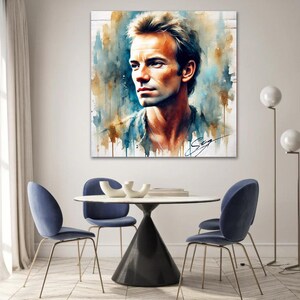 Sting Watercolor Portrait, Digital Wall Art, Music Poster, Home Decor ...