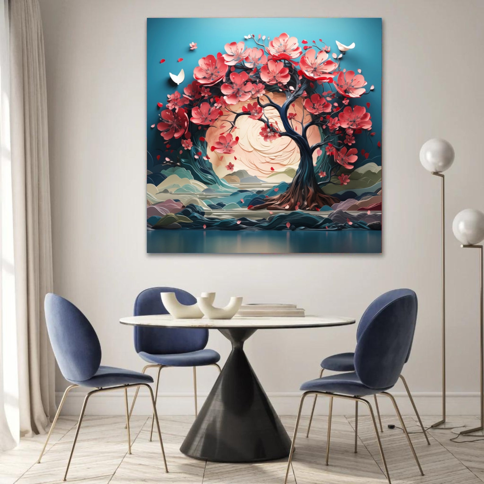 Tree of Wisdom Modern Art, Digital Wall Art, Square Poster, Home Decor, Abstract Painting, Print ...