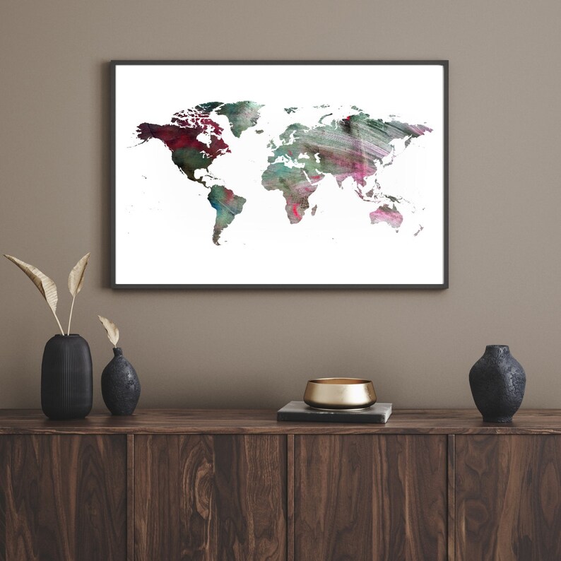 World Map Colored: Printable World Map Abstract World Map - Etsy