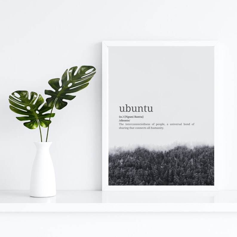 Definitions Ubuntu Poster Humanity Philosophy - Etsy