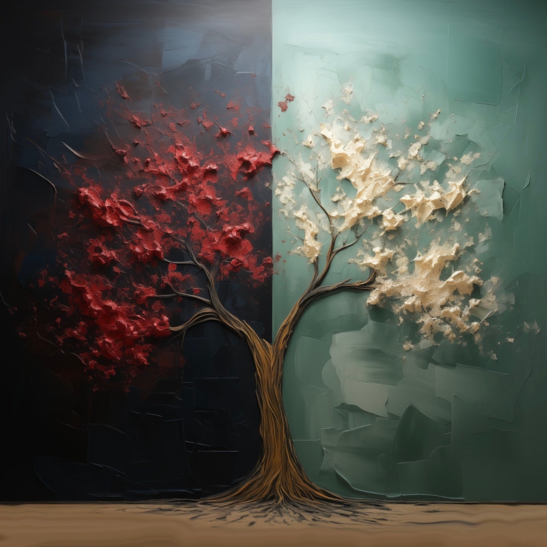Tree of the Opposites Modern Art, Digital Wall Art, Square Poster, Home ...