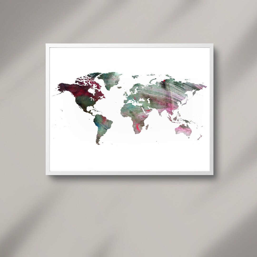 World Map Colored: Printable World Map Abstract World Map - Etsy