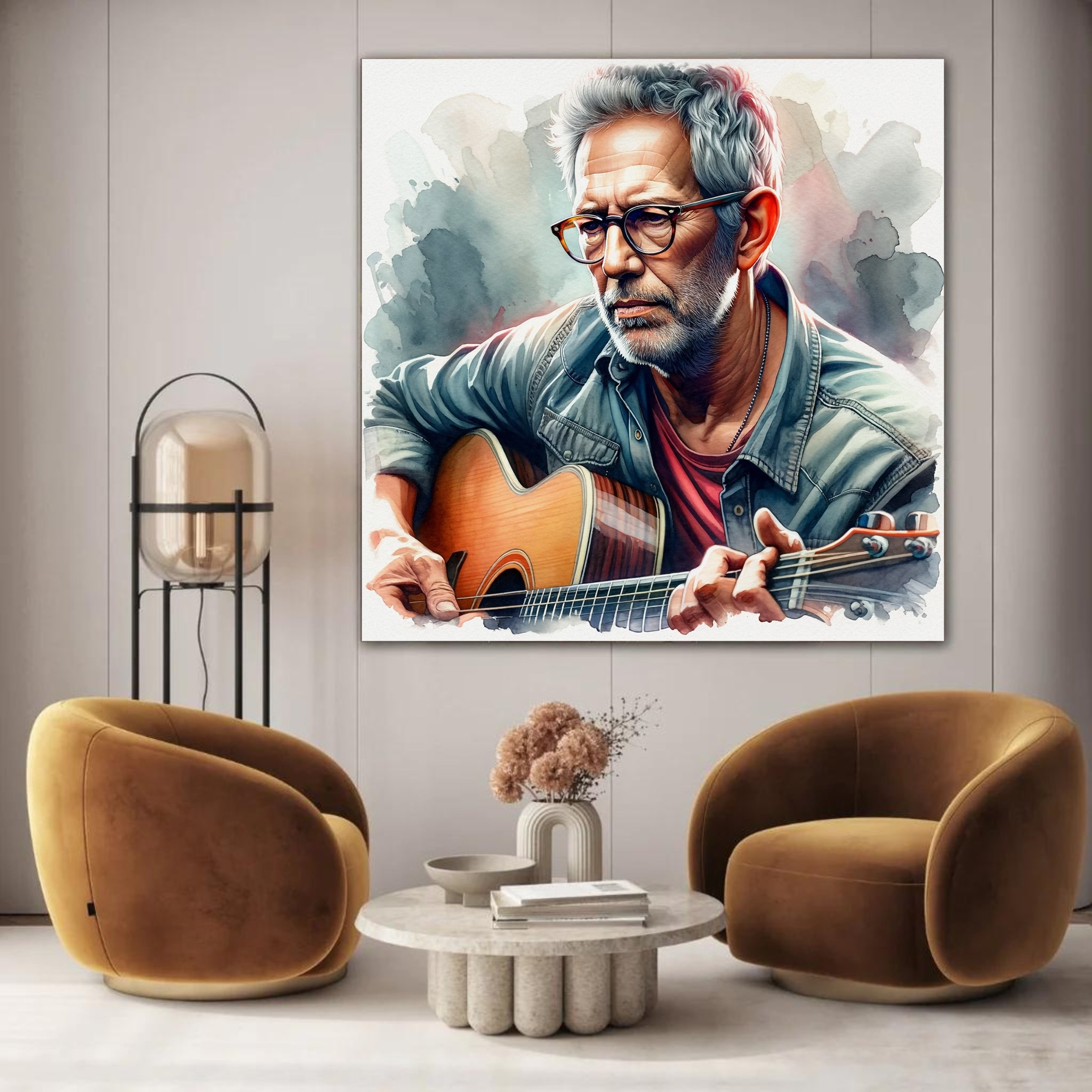 Eric Clapton Watercolor Portrait, Digital Wall Art, Music Poster, Home ...