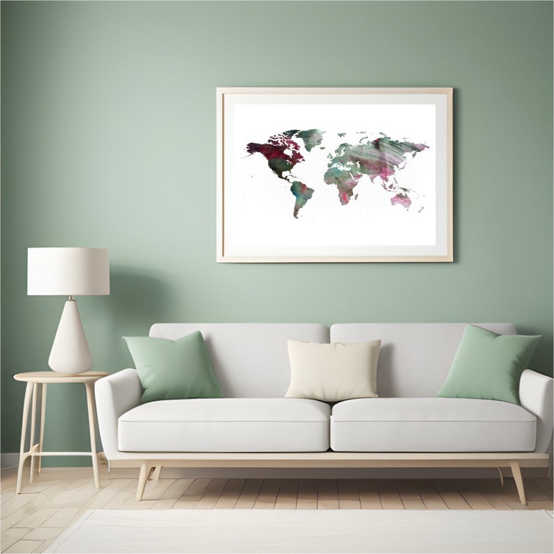 World Map Colored: Printable World Map Abstract World Map - Etsy