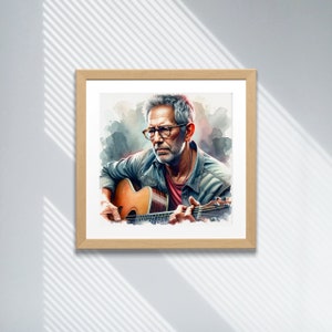 Eric Clapton Watercolor Portrait, Digital Wall Art, Music Poster, Home ...