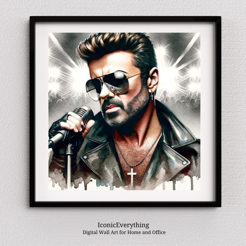 George Michael, Pop Icon, Portrait, Watercolor Painting, Digital Wall ...