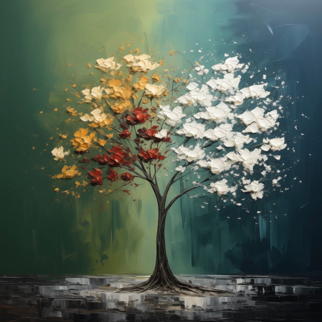 Tree of Change Modern Art, Digital Wall Art, Square Poster, Home Decor ...