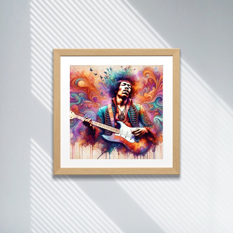 Jimi Hendrix Portrait, Modern Watercolor Painting, Digital Wall Art ...