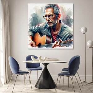 Eric Clapton Watercolor Portrait, Digital Wall Art, Music Poster, Home ...