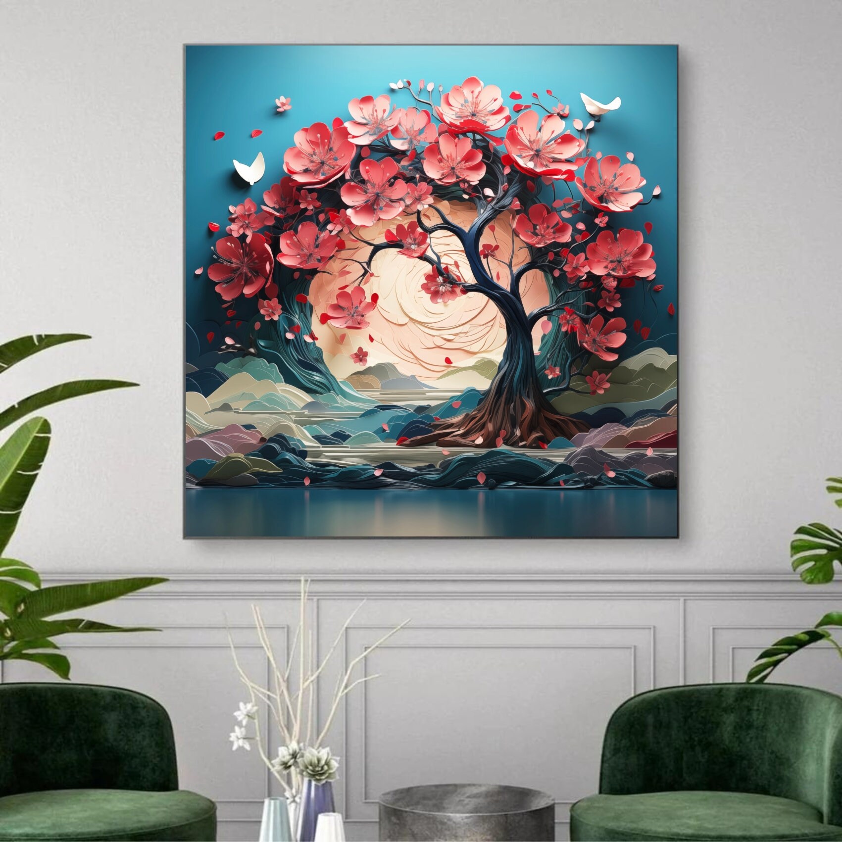 Tree of Wisdom Modern Art, Digital Wall Art, Square Poster, Home Decor ...