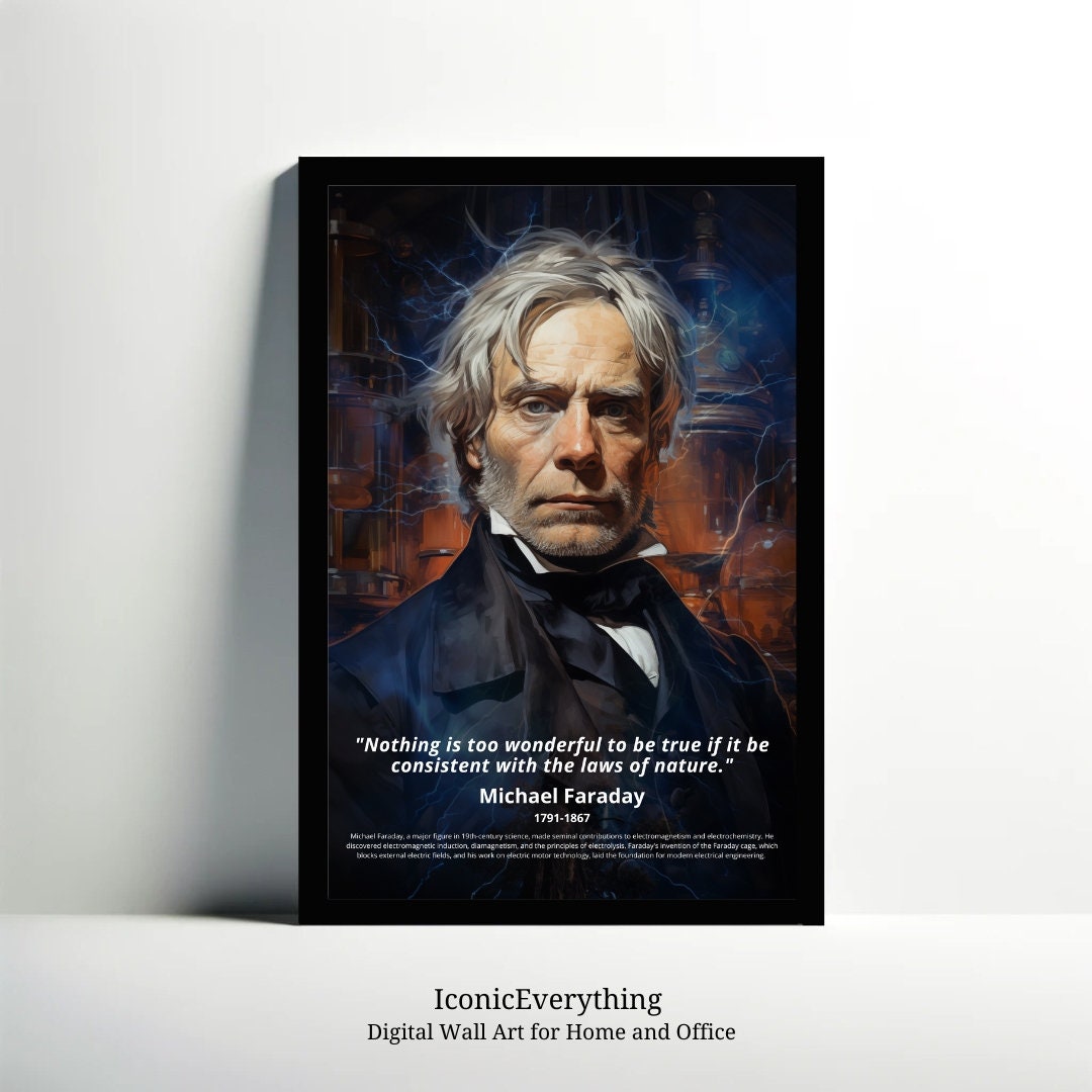 Michael Faraday Digital Wall Art, Inspirational Scientific Poster With ...