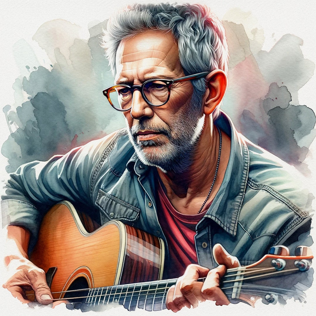 Eric Clapton Watercolor Portrait, Digital Wall Art, Music Poster, Home ...