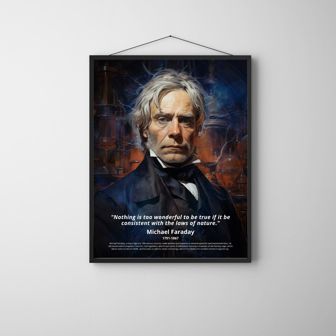 Michael Faraday Digital Wall Art, Inspirational Scientific Poster With ...