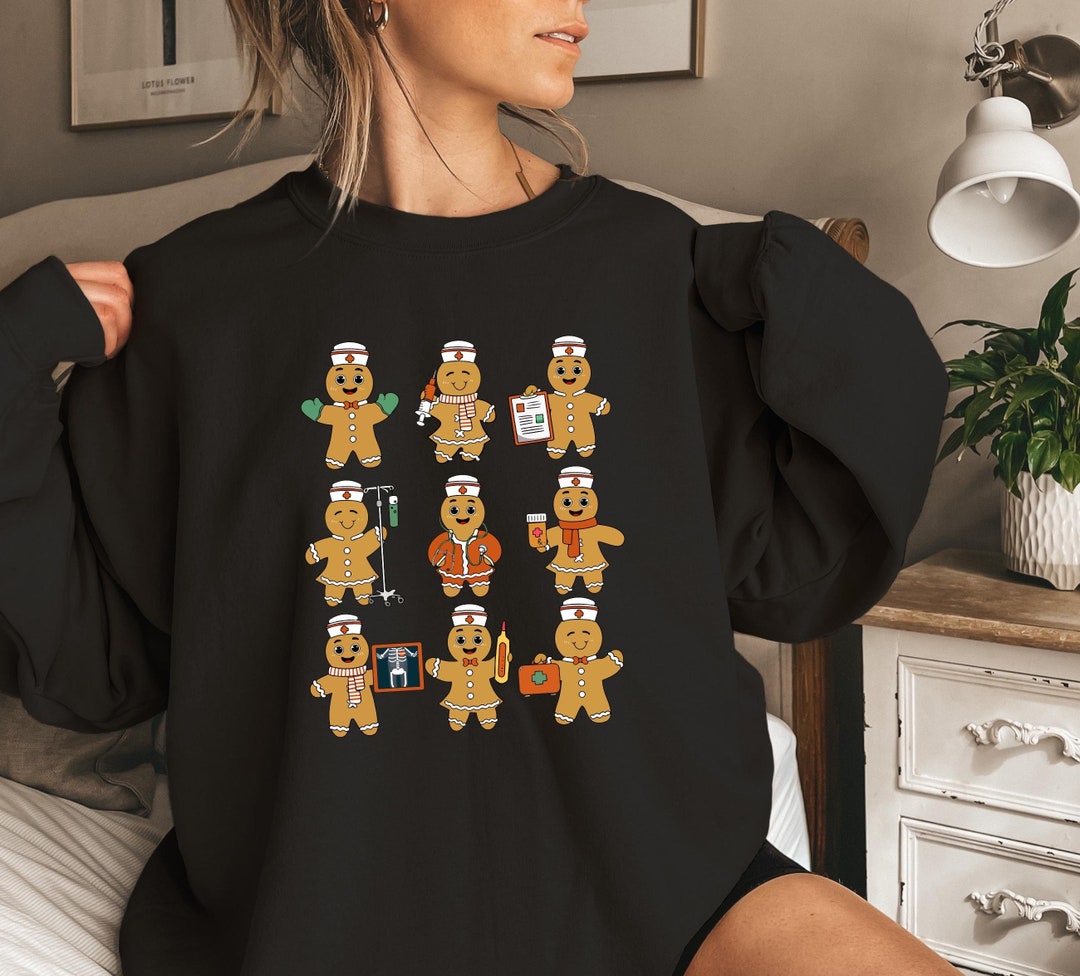 Christmas Nurse Sweatshirt Retro Gingerbread Sweater Nursing School ...