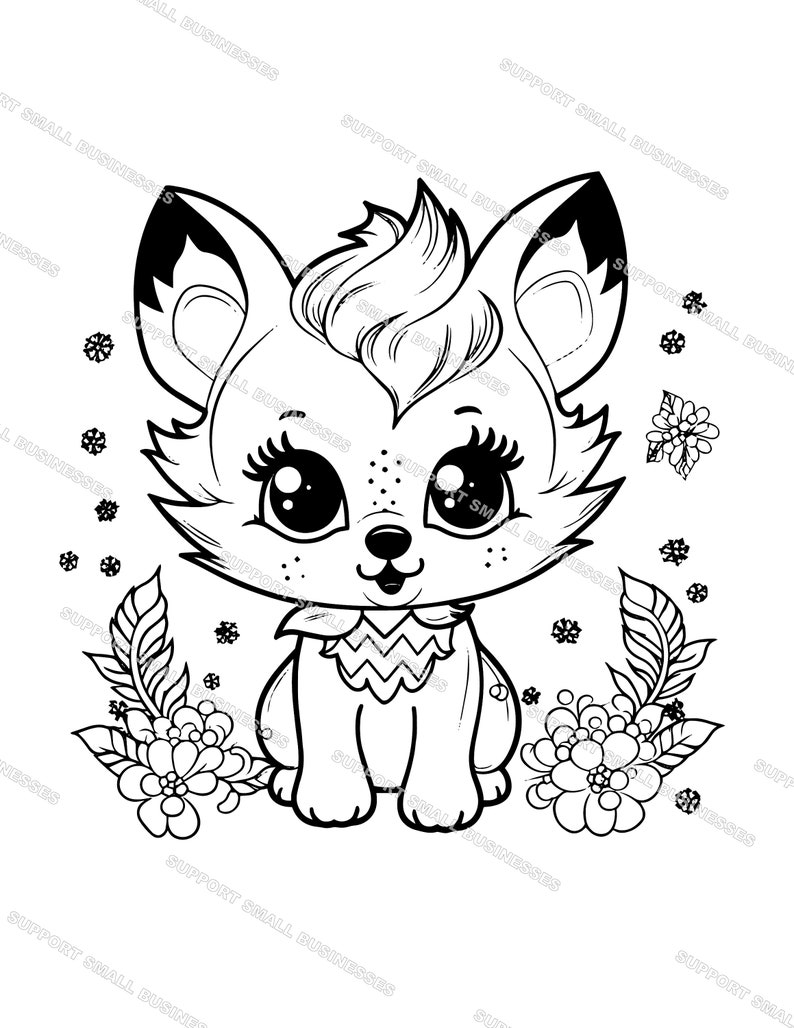 Cute Baby Holiday Fox Coloring Pages (5) Vector Shape SVG Instant ...
