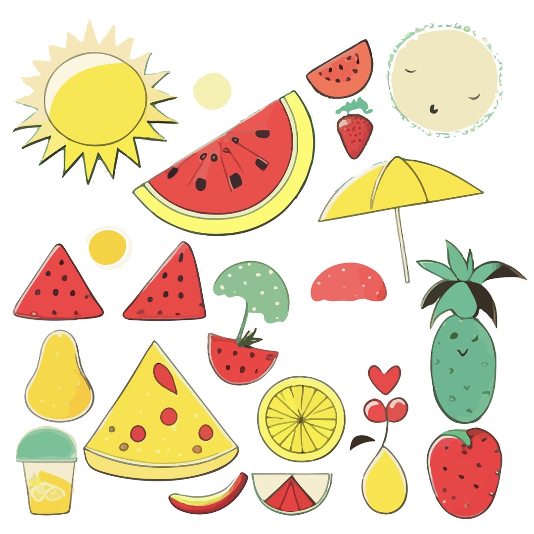 Fun Summer Abstract Vector Pack SVG Download Color // Black and White ...