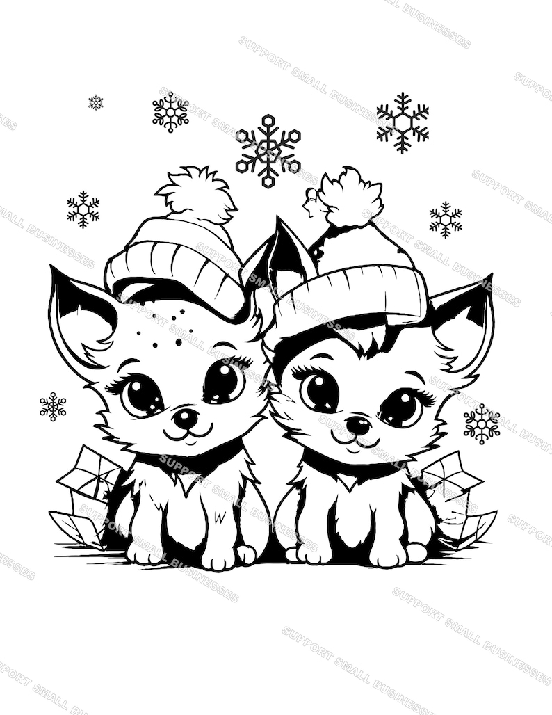 Cute Baby Holiday Fox Coloring Pages (5) Vector Shape SVG Instant ...