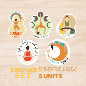 Sticker Set Mindfulness Moon Sticker Boho Sticker Set Yoga Aesthetic ...