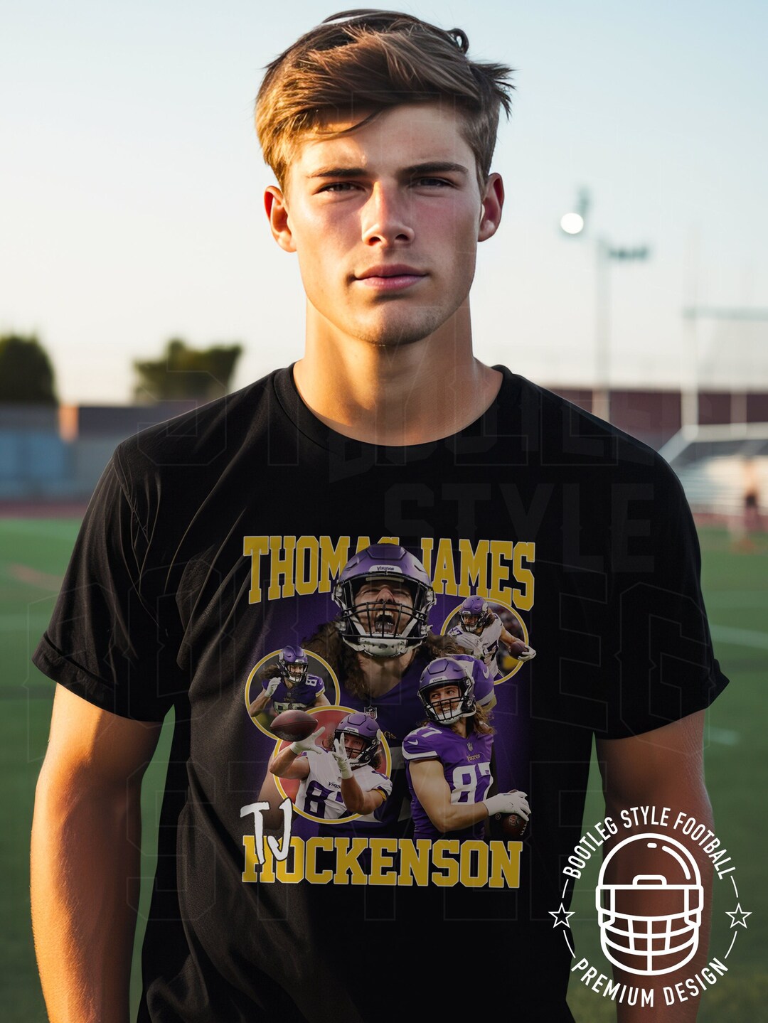 TJ Hockenson Football Shirt for Men Women Vintage 90s Bootleg Style ...
