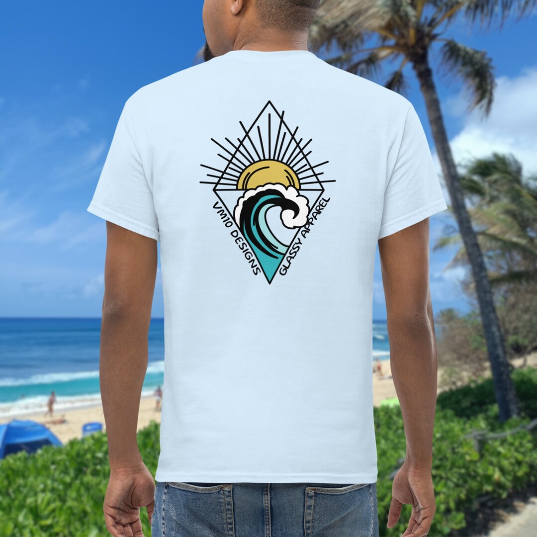 Unisex T-shirt Sun & Wave Minimalist Color, Surf Tee, Sunset, Surfing ...