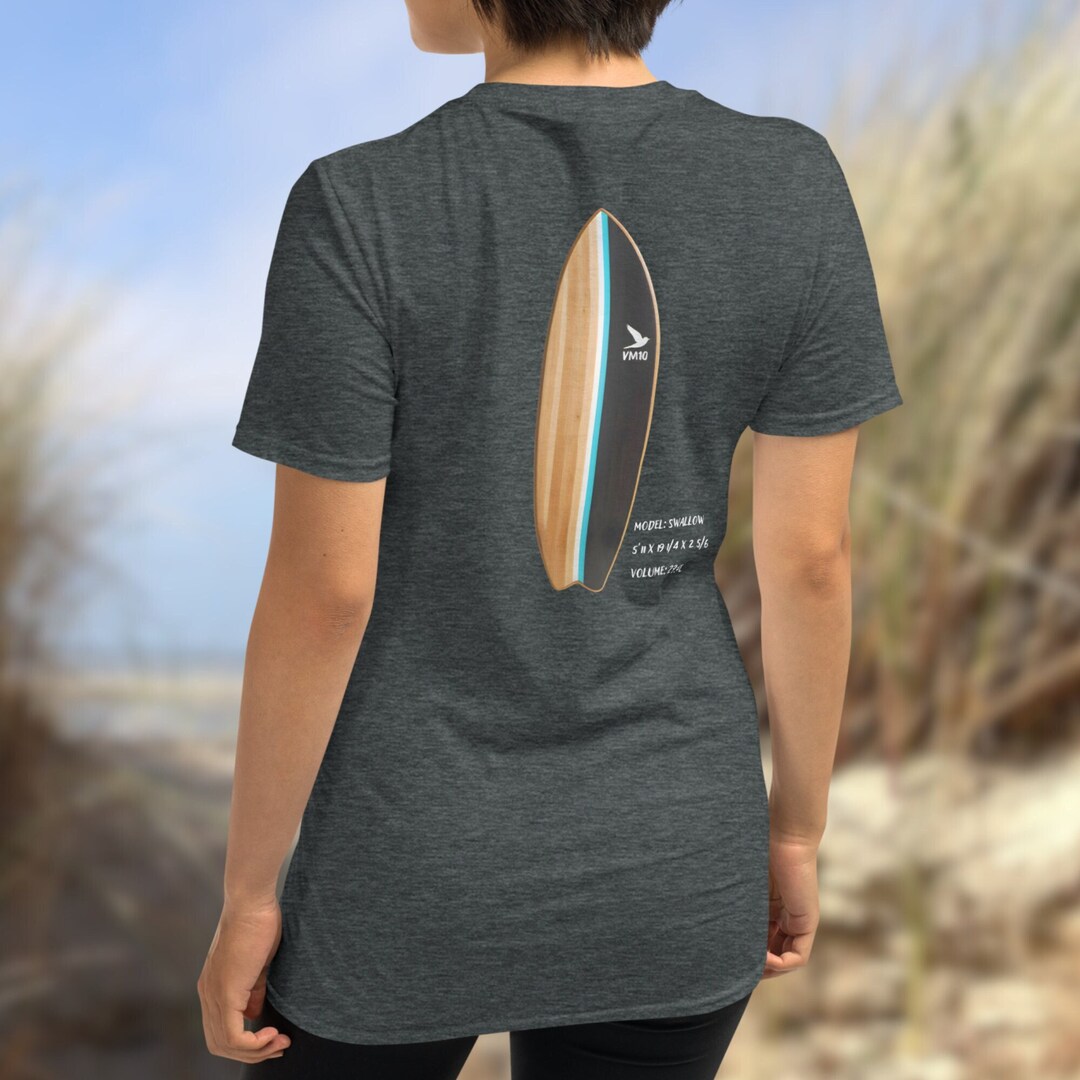 Unisex T-shirt Swallow Surfboard, Surf Tee, Surfwear, Beachwear ...