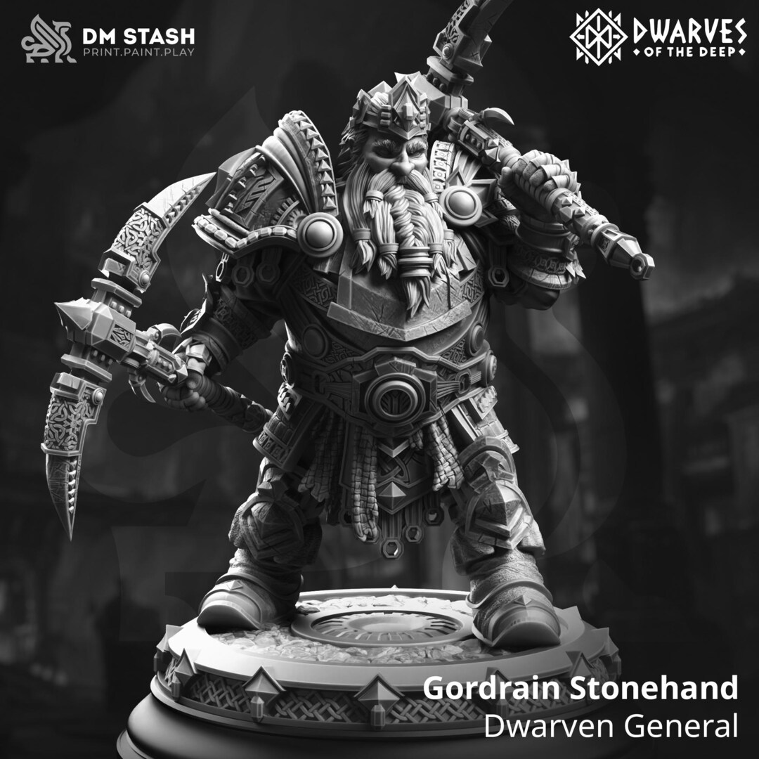 8K Gordrain Stonehand Dwarven General DM Stash Gaming Miniatures Resin ...