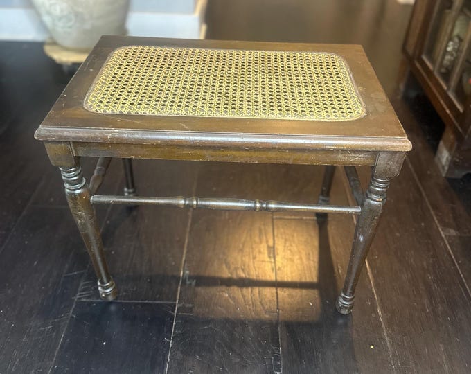 Vintage Oak & Cane Bench Footstool Ottoman - Etsy