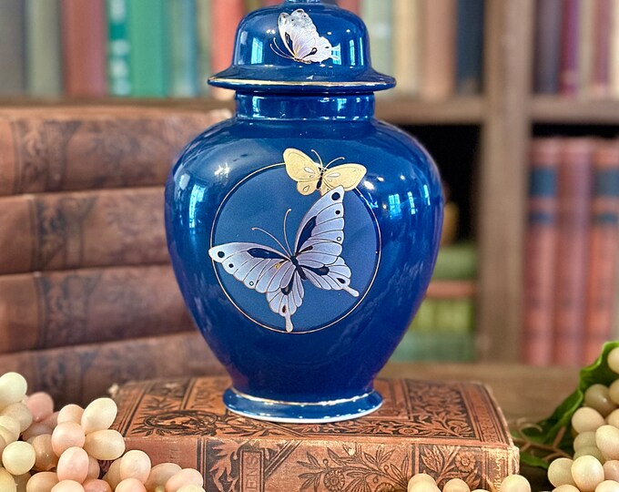Beautiful Blue Butterfly Urn Japan - Etsy
