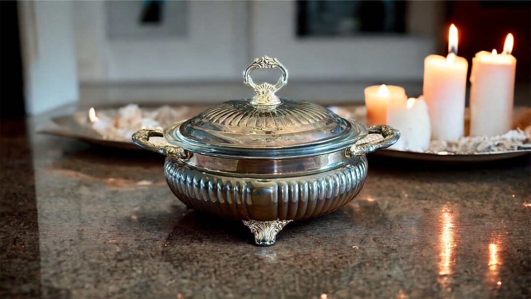 Vintage Silver Plate 3-piece Buffet Server With Pyrex Bowl Insert - Etsy