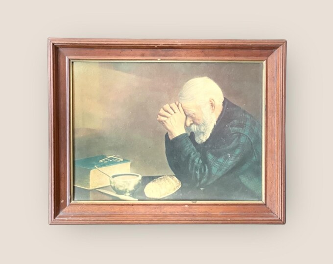 Vintage Praying Old Man Print Wood Framed “grace” by Eric Enstrom - Etsy