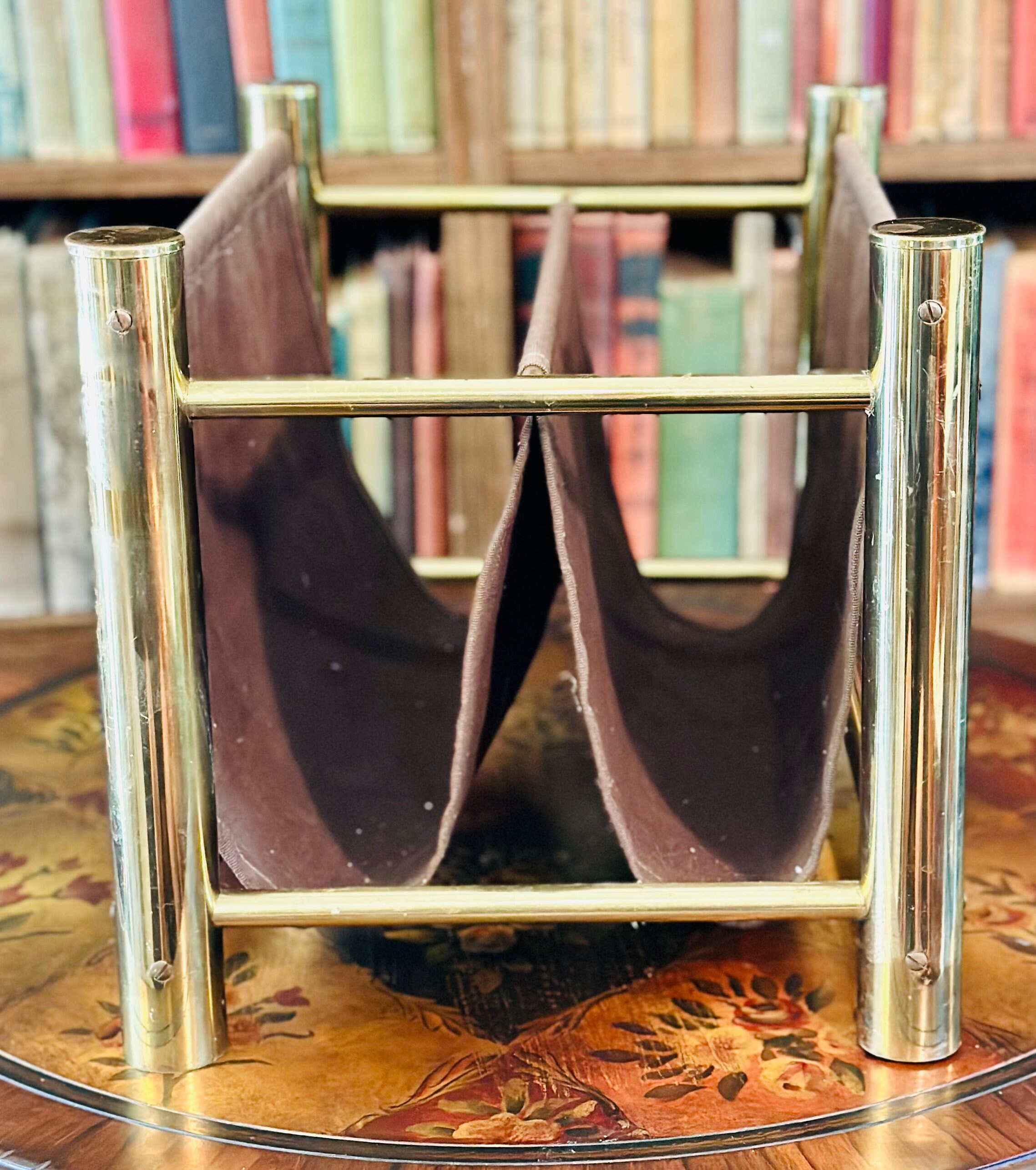 Circa 1970 French Gilt Metal and Fabric Magazine Rack - Etsy