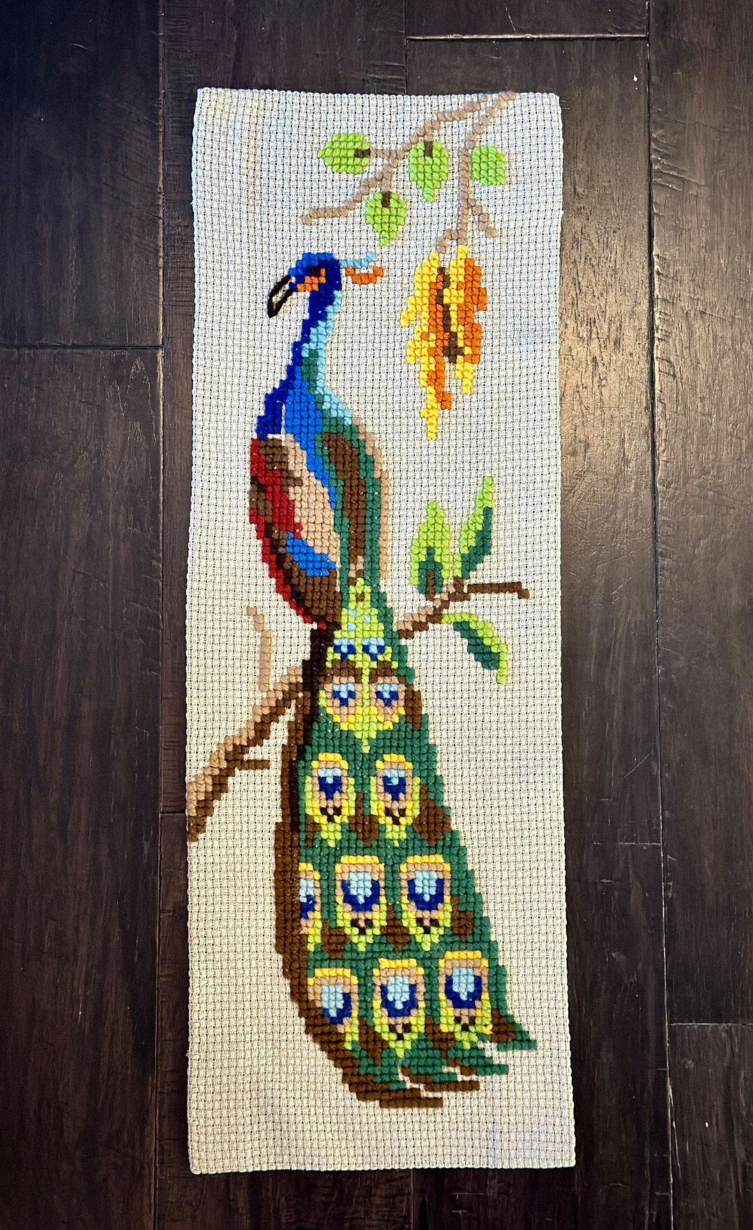 Vintage Needlepoint Peacock Wall Tapestry Cross Stitch Wall Art - Etsy