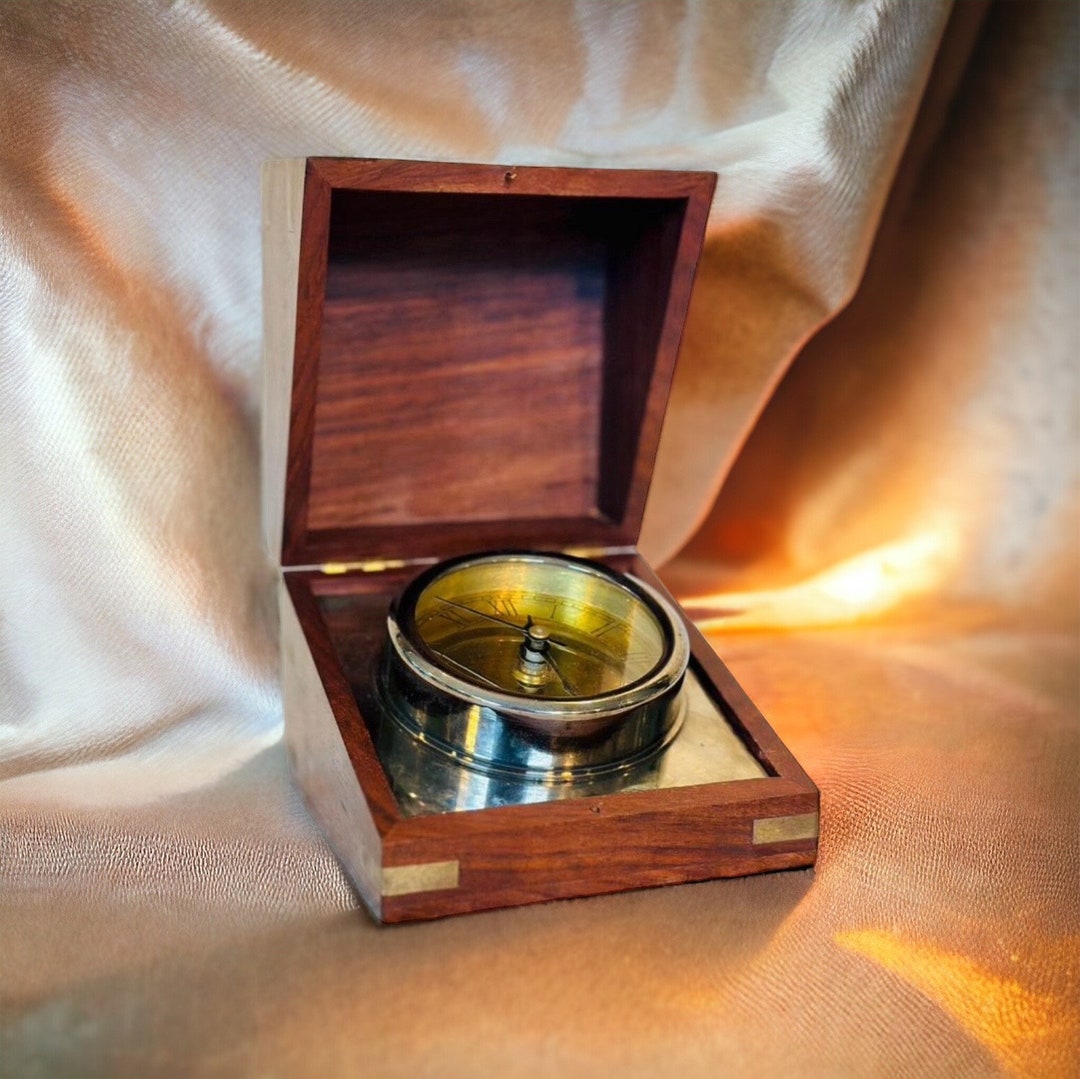 Vintage Wood Box With Clock India Walnut and Brass - Etsy