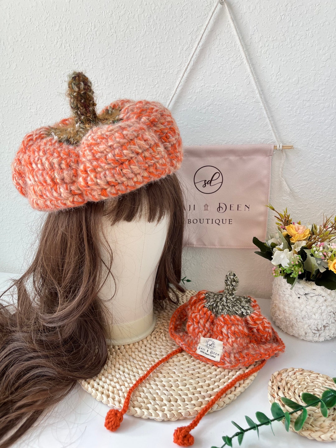 Pumpkin Beret Hat Crochet Pattern, Bonus Matching Pets Hat Pattern ...