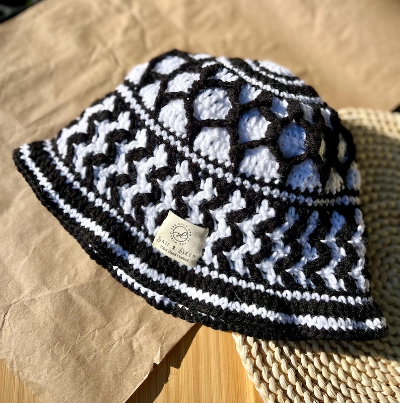 Keffiyeh Inspired Pattern, 3 in 1 - Bucket Hat, Tapestry, and Scarf. 30 ...
