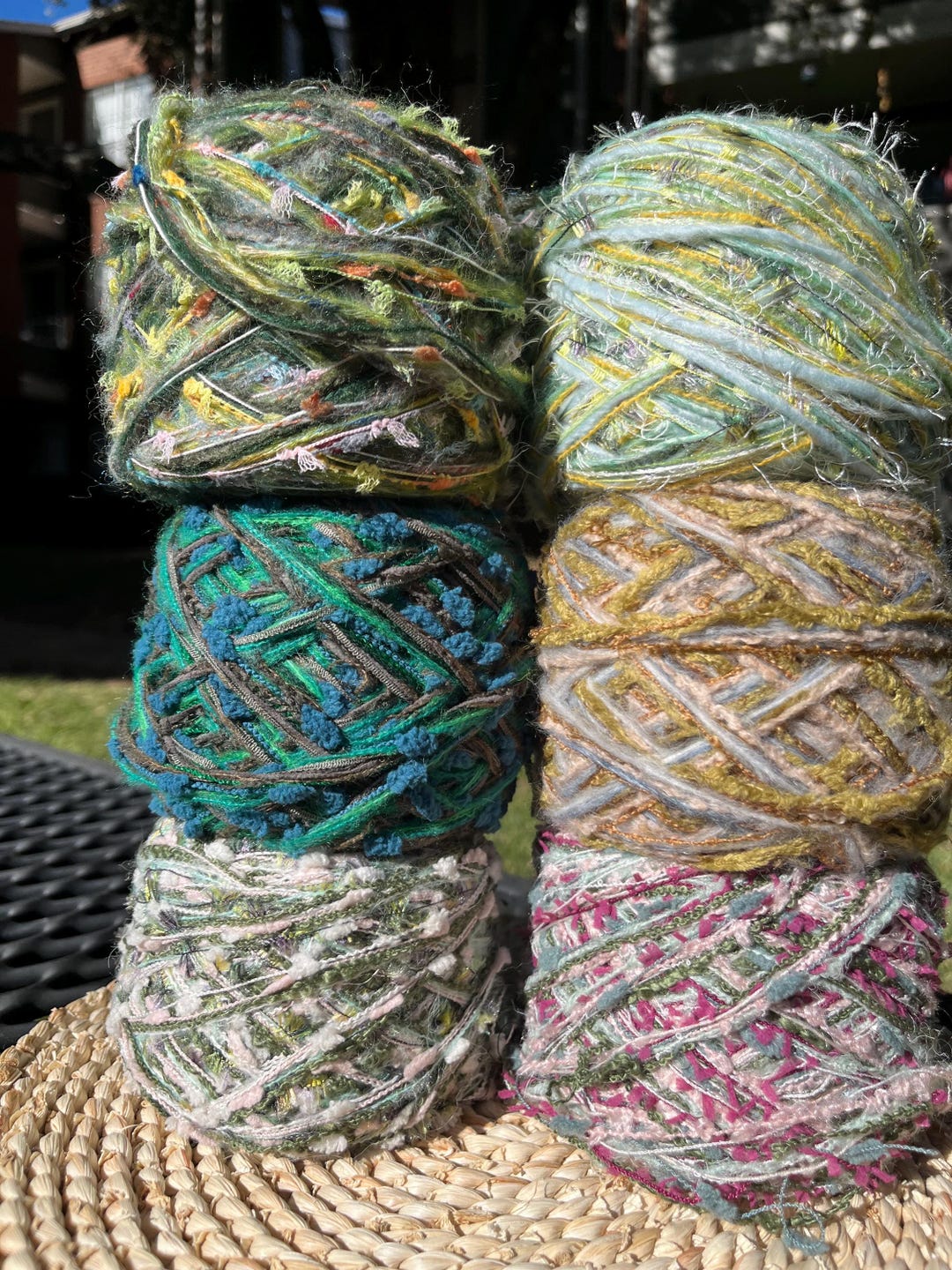 Green | Custom Mixed Yarn Rolls, Sustainable Fiber Chunky Yarn, Unique ...