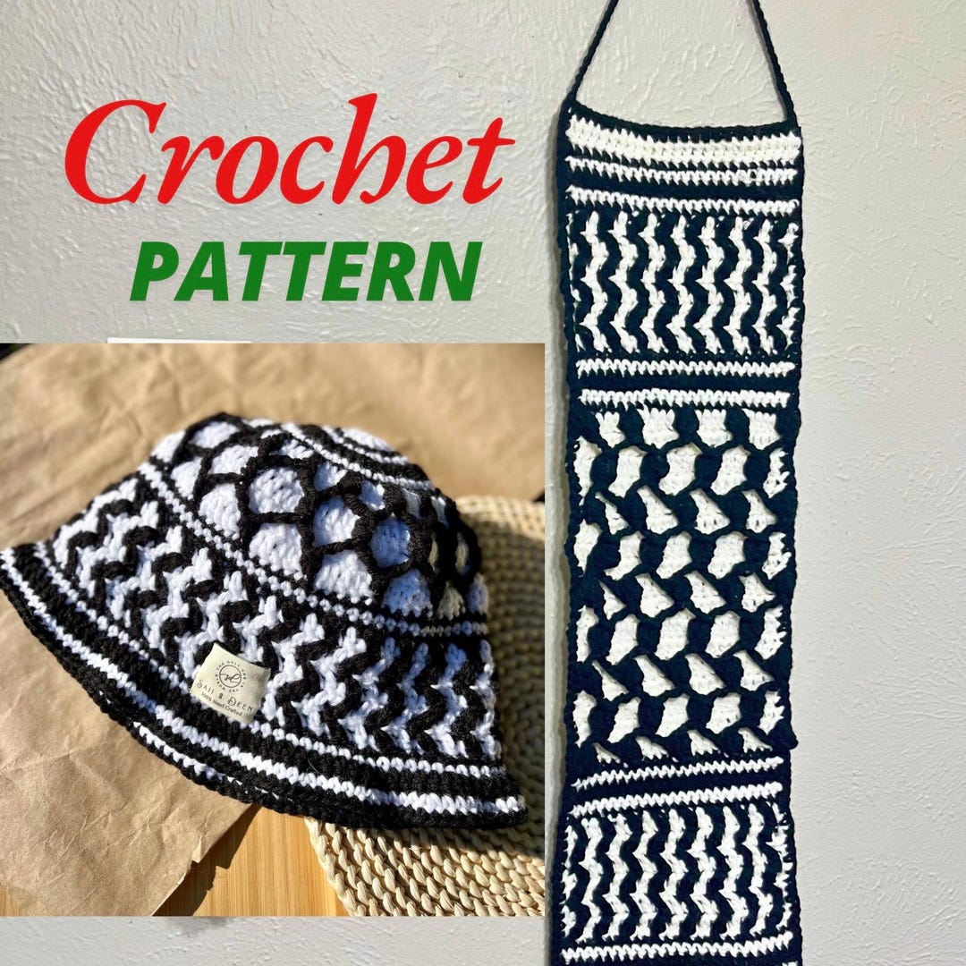 Keffiyeh Inspired Pattern, 3 in 1 - Bucket Hat, Tapestry, and Scarf. 30 ...