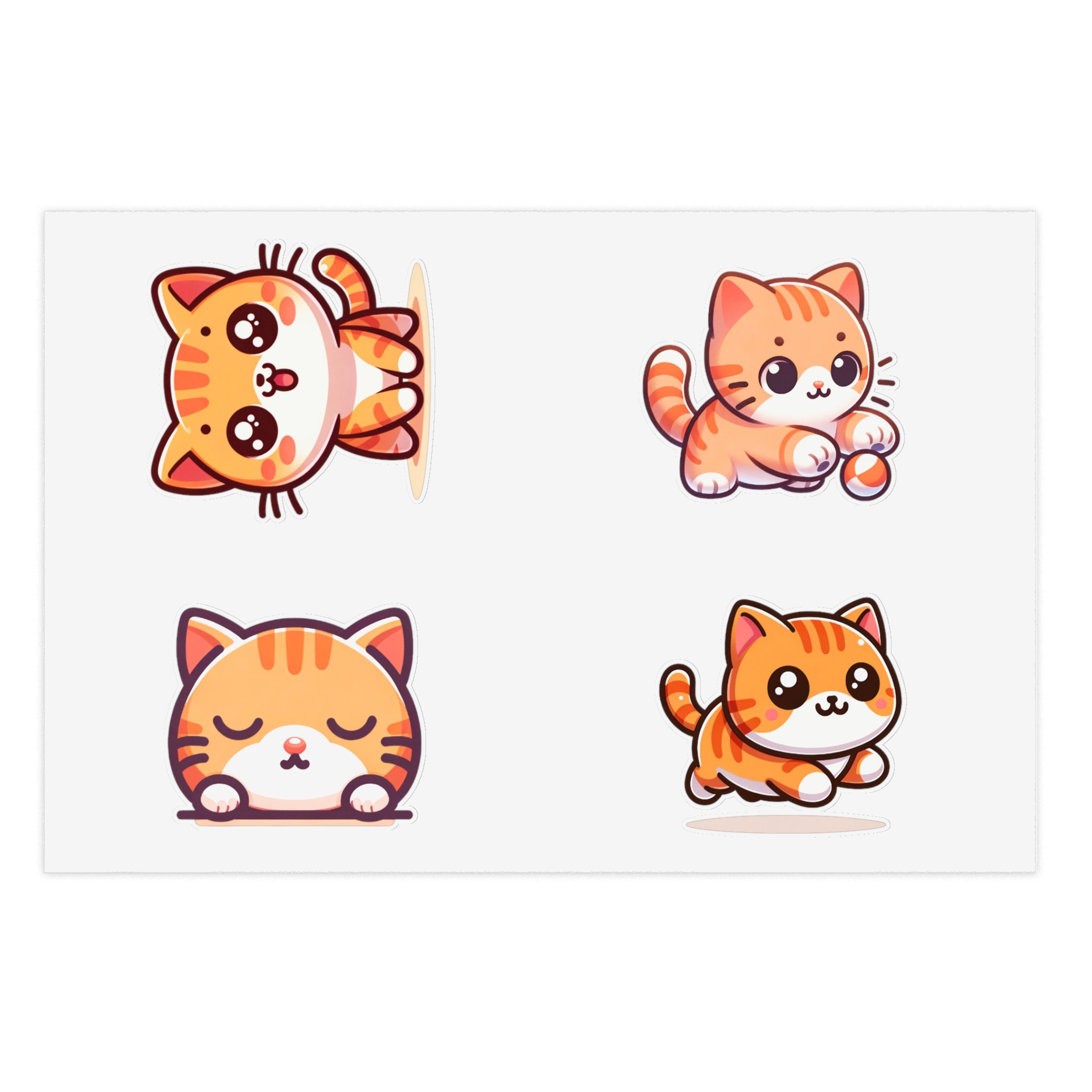 Orange Tabby Cat Kawaii Sticker Sheets, Cat Lovers Stickers, Kawaii ...