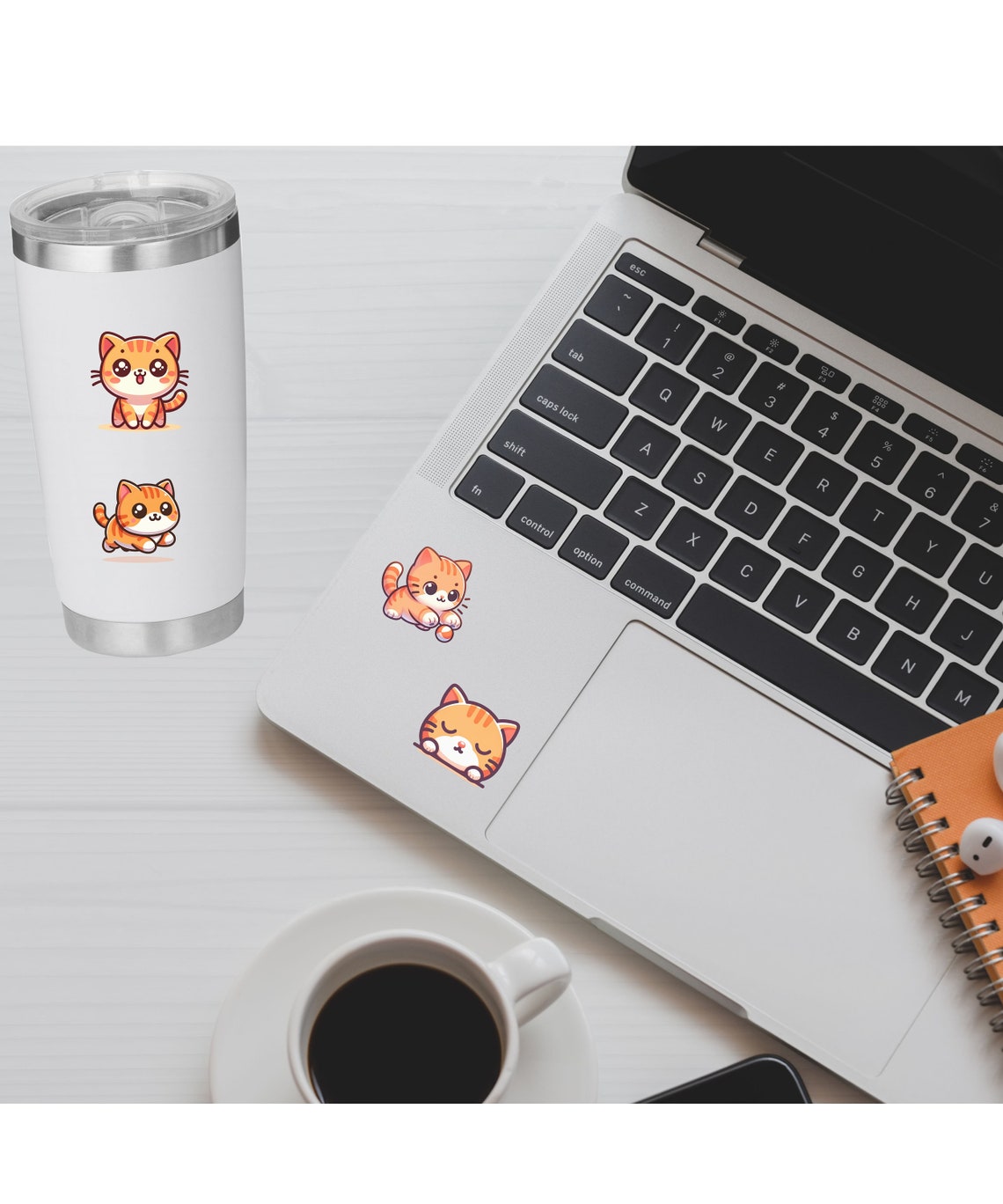 Orange Tabby Cat Kawaii Sticker Sheets, Cat Lovers Stickers, Kawaii ...